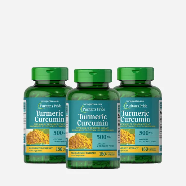Puritan's Pride Turmeric Curcumin 500 mg, 180 Capsules, 3 Pack ...